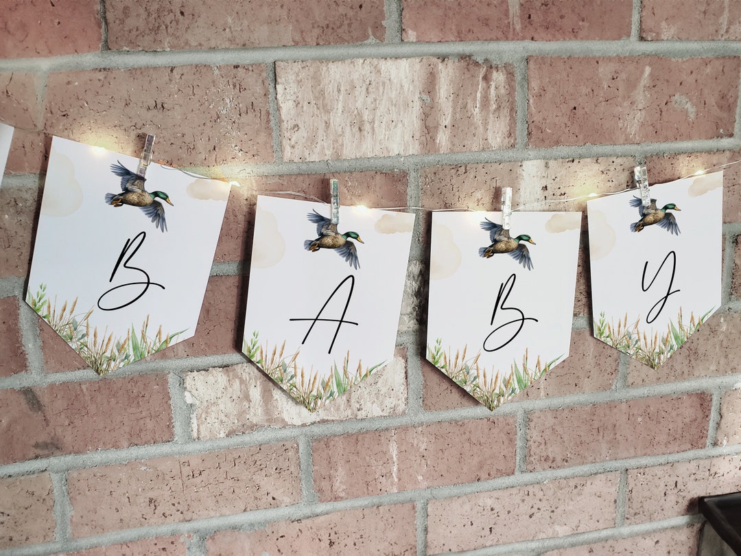 Mallard Duck Baby Shower Decor Bunting, Duck Hunting Party Banner, Baby ...