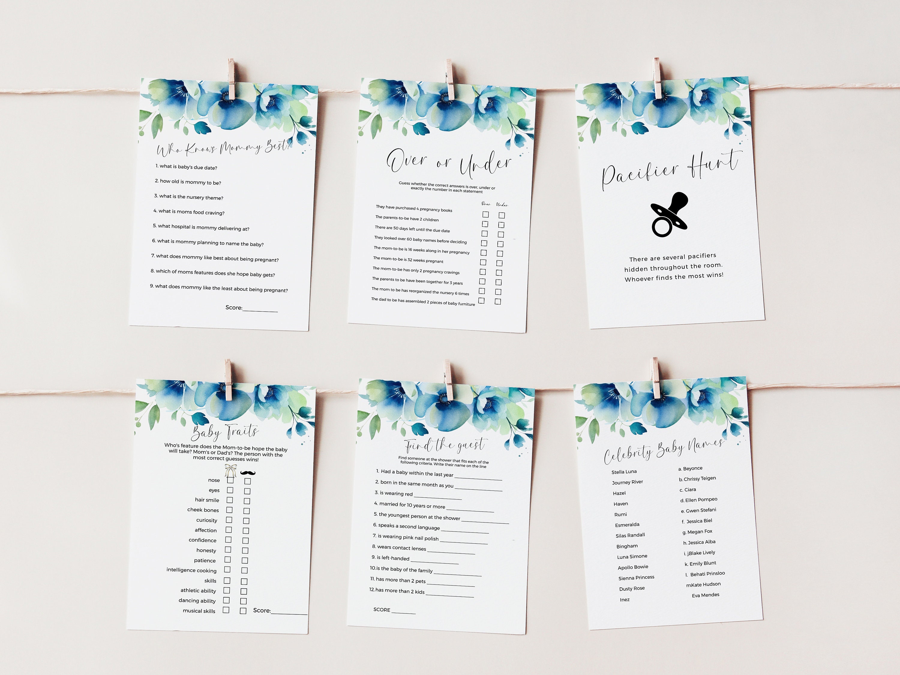 Baby in Bloom Editable Baby Shower Game Bundle, 23 Baby Shower Games ...