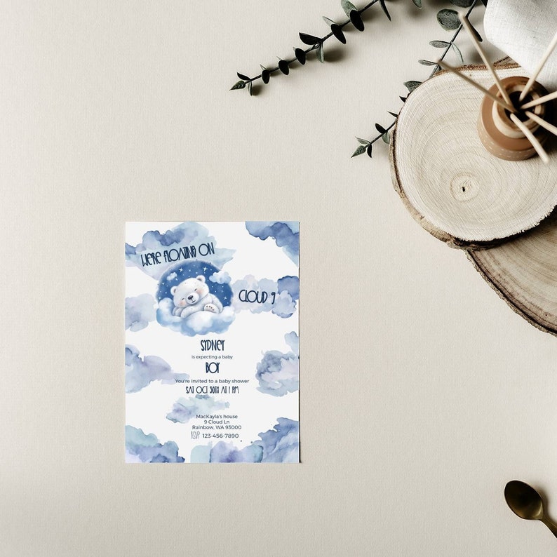 On Cloud 9 Baby Shower Invitation Editable Cloud Nine Invite - Etsy