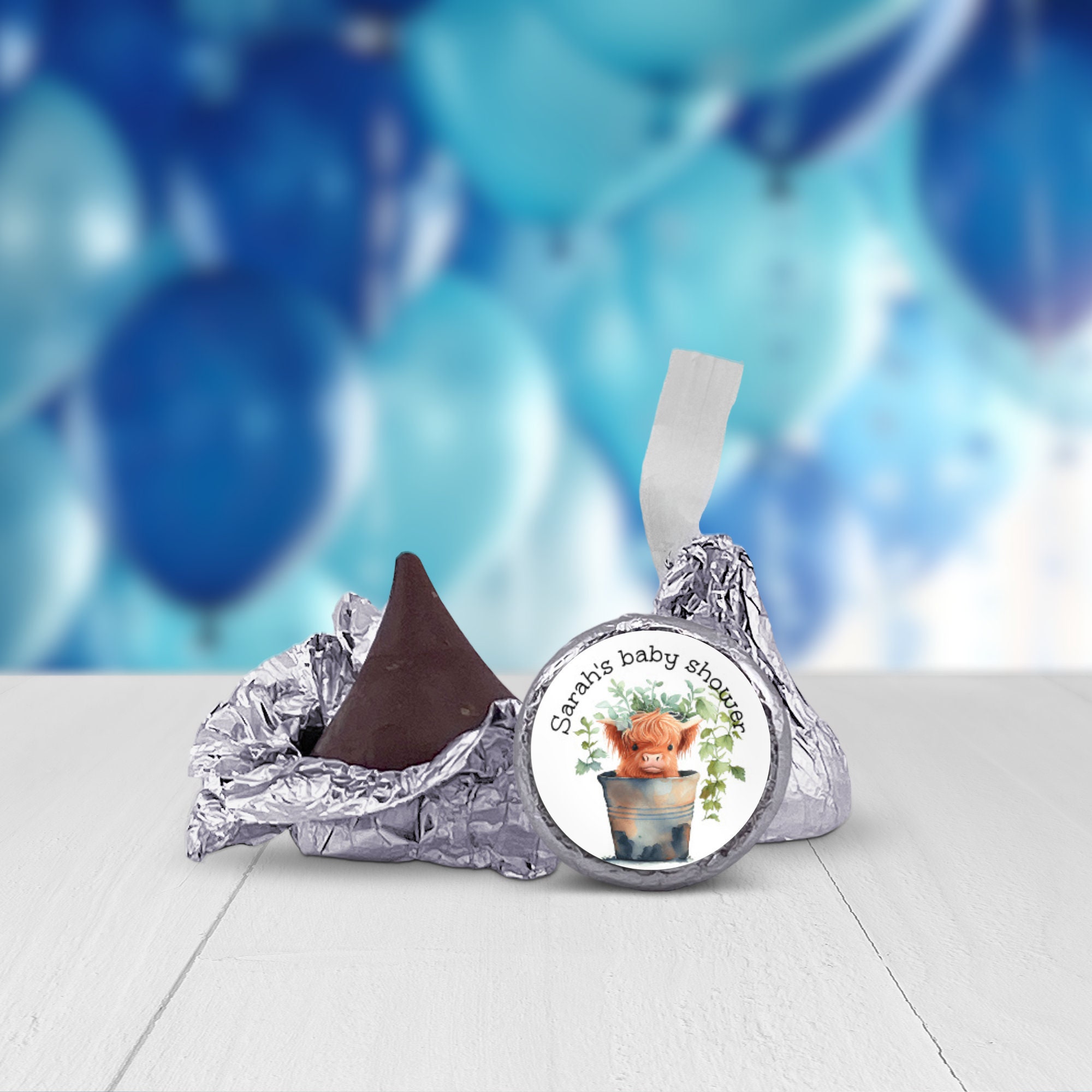 Highland Cow Baby Shower Hershey Kiss Template, Editable Highlander Cow ...