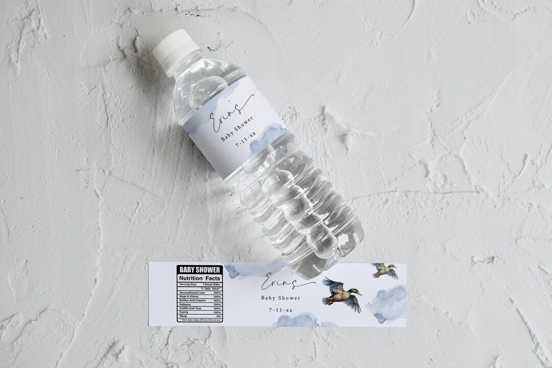 Mallard Baby Shower Water Bottle Labels, Duck Water Bottle Sticker ...