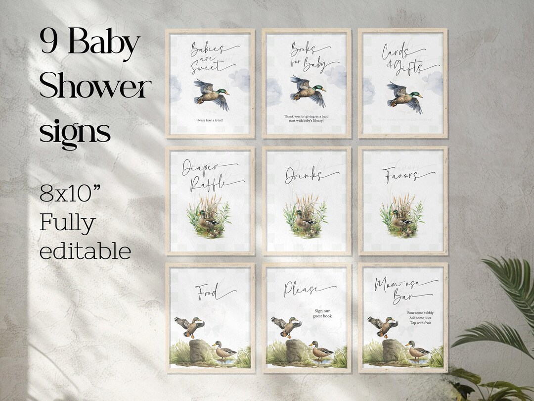 Mallard Duck Baby Shower Sign Bundle, Duck Hunting Party Theme ...