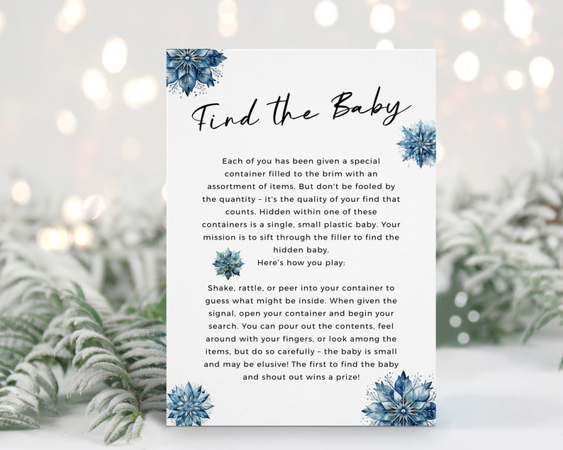 Find the Baby Shower Game, Winter Snowflake Baby Party Activities ...