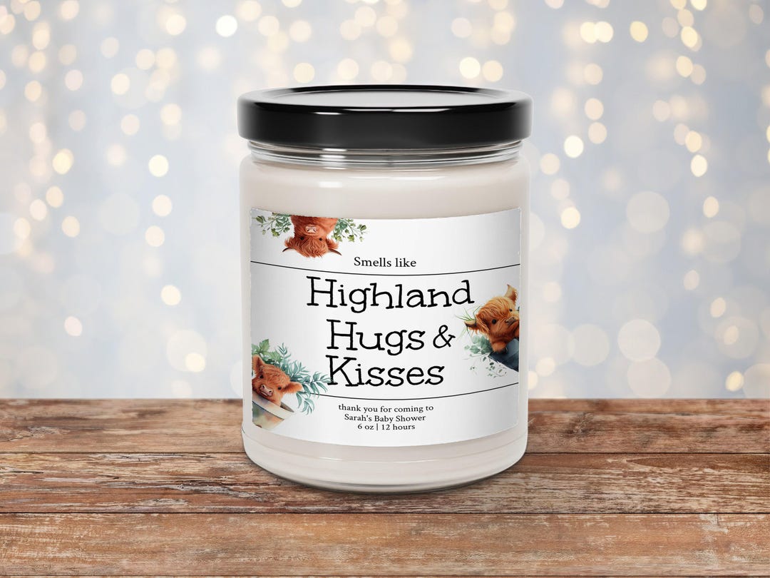 Highland Cow Baby Shower Candle Label, Editable Highlander Cow Favor ...