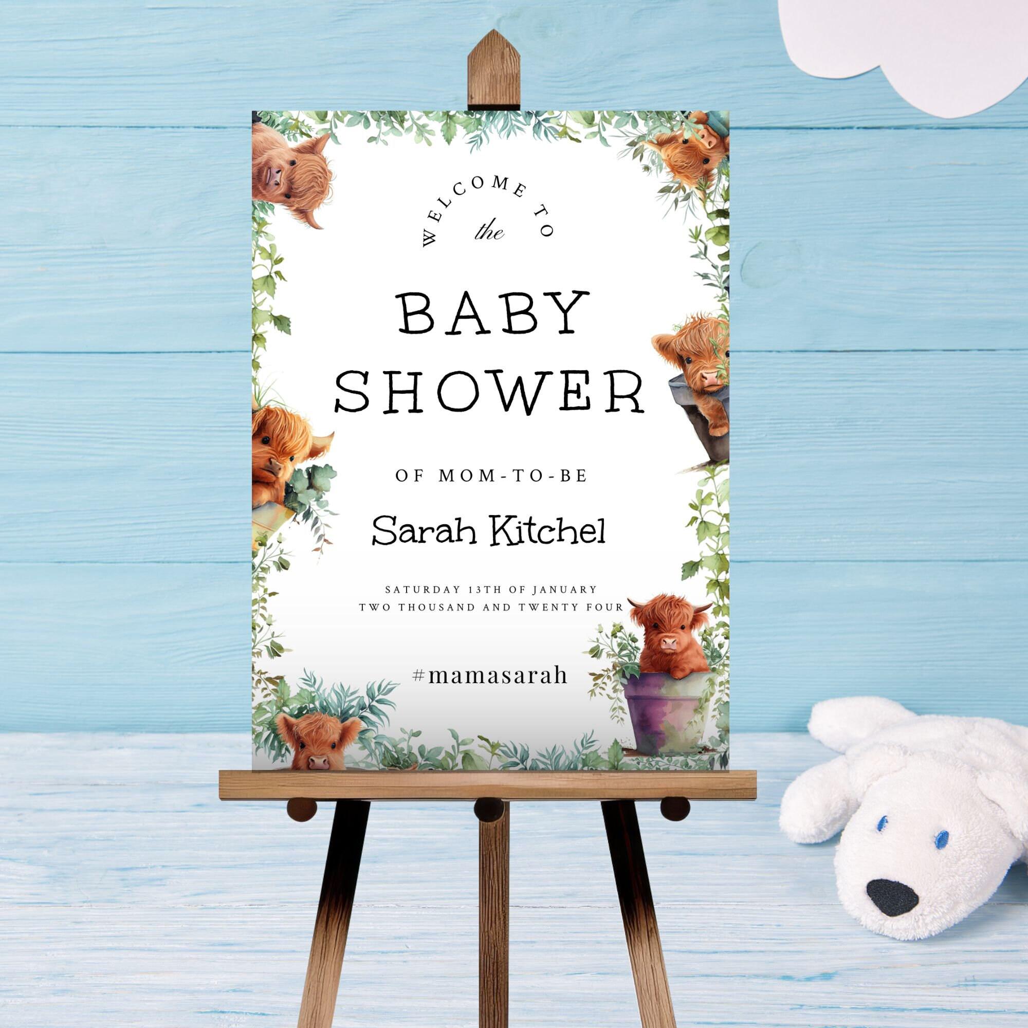 Highland Cow Baby Shower Welcome Sign, Highlander Cow Editable Template ...