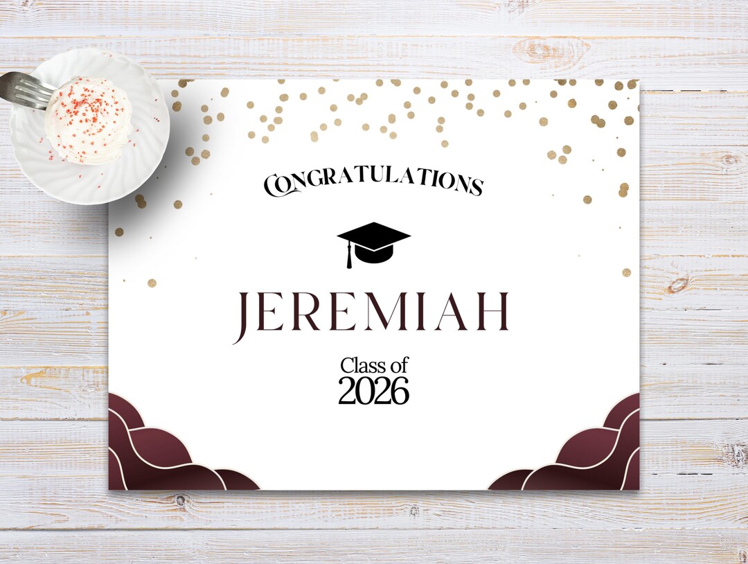 Digital Graduation Placemat Template, Editable Maroon and Gold Place ...