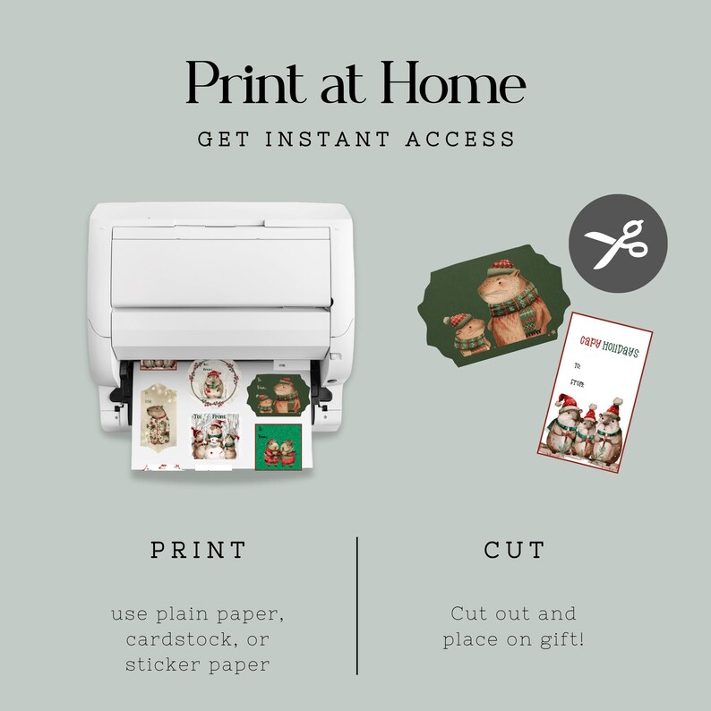 Cute Capybara Christmas Gift Tags, Adorable Holiday Stickers for ...