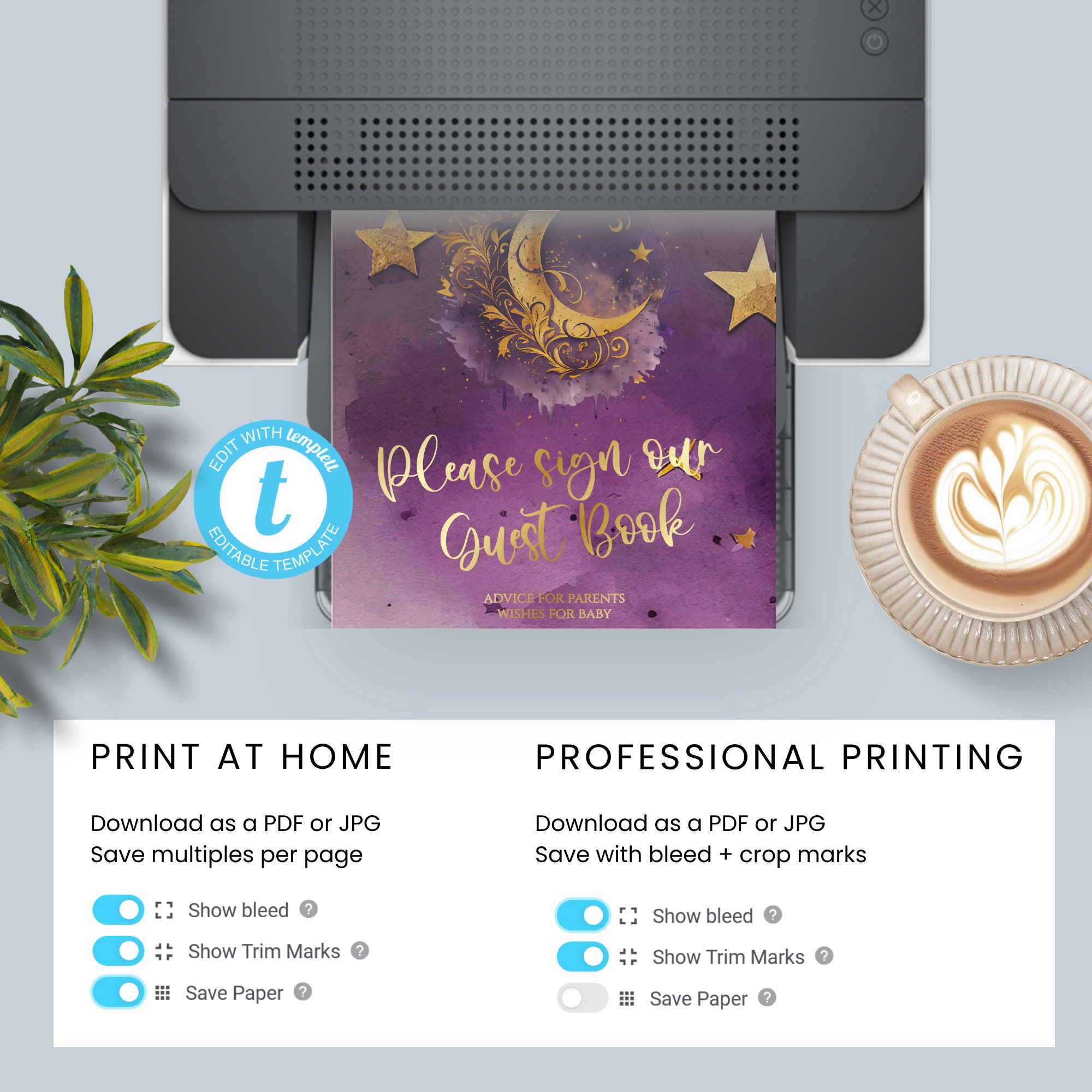 Baby Shower Invitation Purple Twinkle Little Star Editable - Etsy