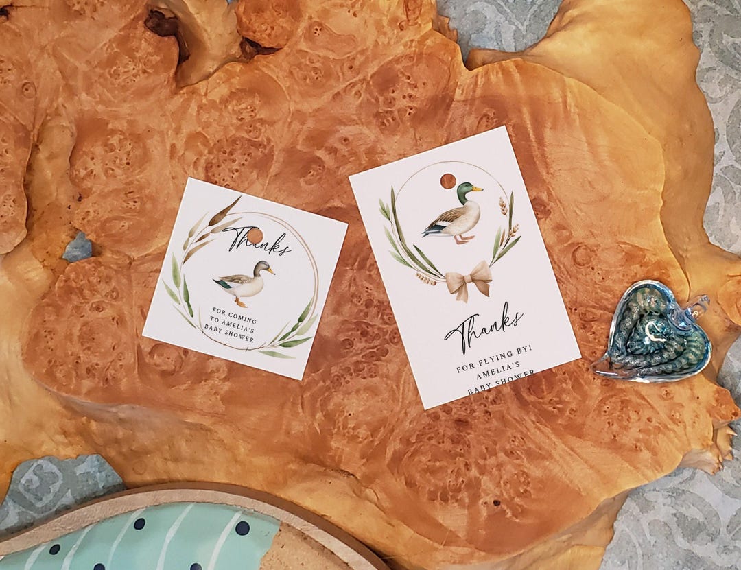 Mallard Duck Favor Tags, Duck Hunting Thanks Tag, Editable Gift Tag ...