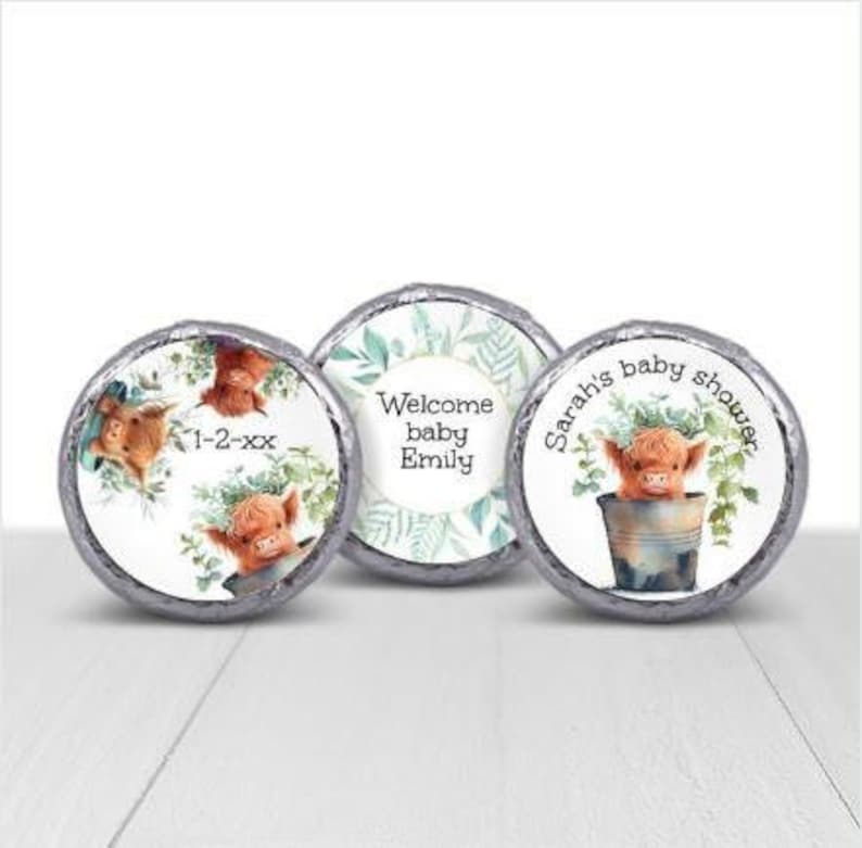 Highland Cow Baby Shower Hershey Kiss Template, Editable Highlander Cow ...