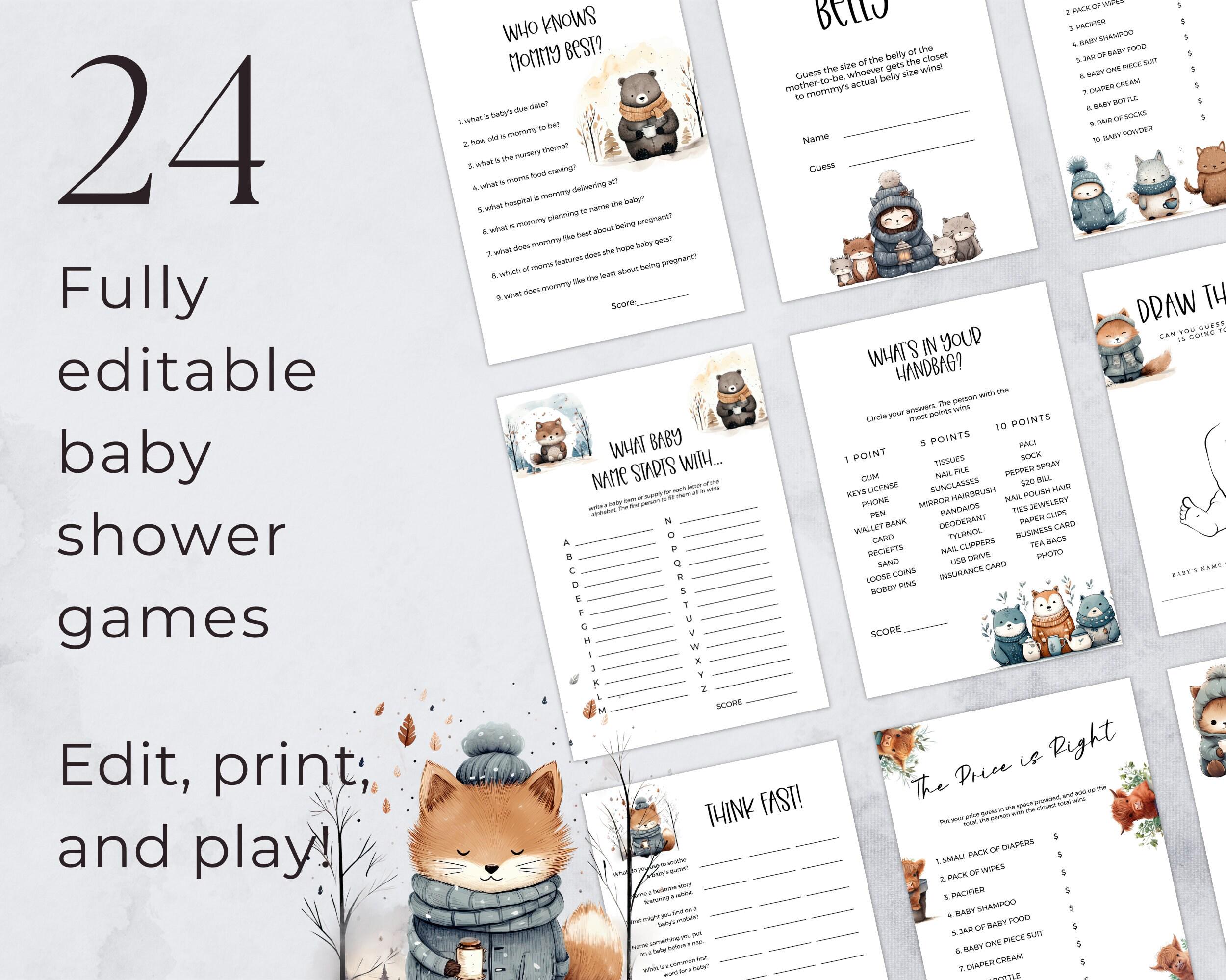 Winter Baby Shower Games Bundle, Christmas Baby, 23 Baby Shower Games ...
