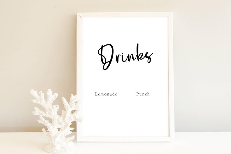 Minimalist Printable Bar Menu | Printable Beverages Sign | Editable ...