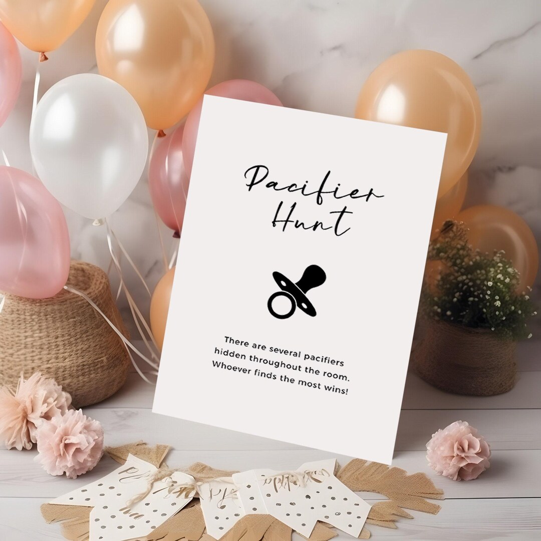 Pacifier Hunt Game | Minimalist Baby Shower Game | Find the Pacifiers ...