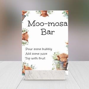 Baby Shower Sign Momosa, Highland Cow Editable Template, Highlander Cow ...