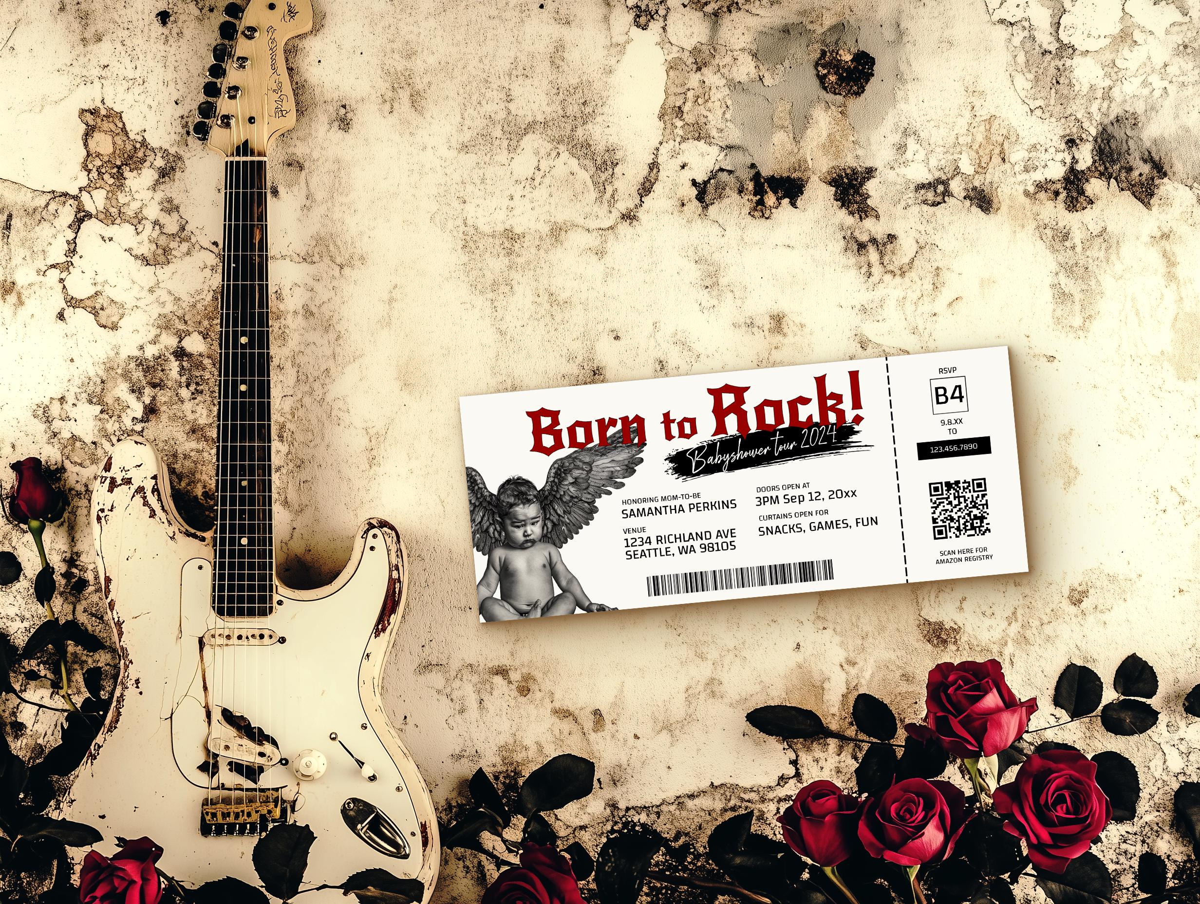 Rock Concert Editable Ticket Pass, Rock Star Baby Shower Bundle, Rock N ...