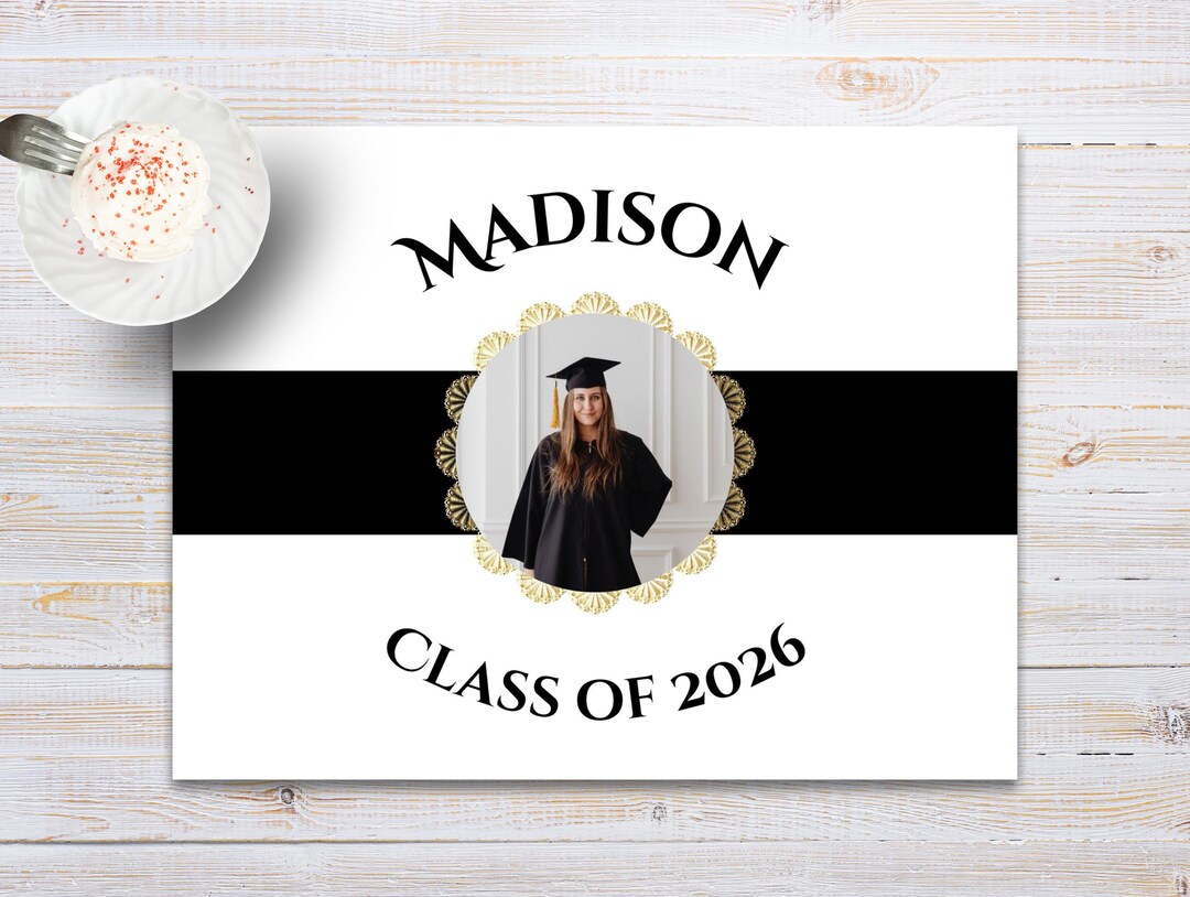 Graduation Placemat Template With Photo, Editable Canva Party Decor ...