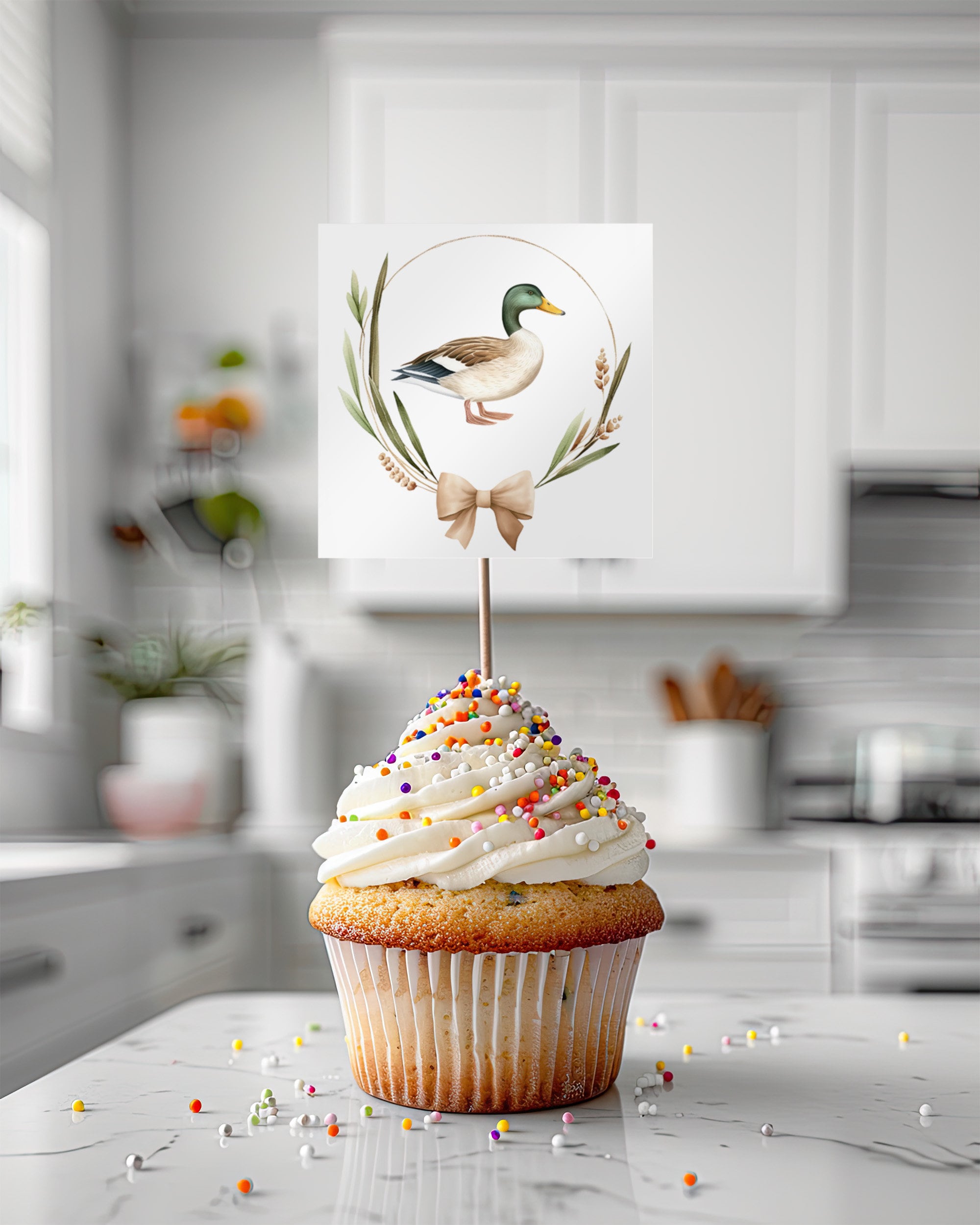 Duck Baby Shower Cupcake Toppers, Mallard Ducks Shower Decoration, Duck ...