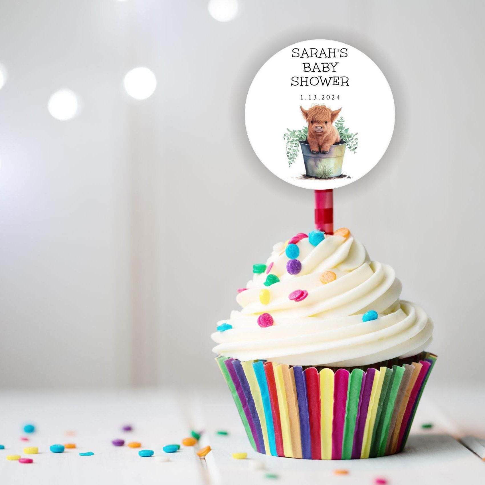 Highlander Cow Cupcake Topper | Highland Cow Baby Shower Decorations ...