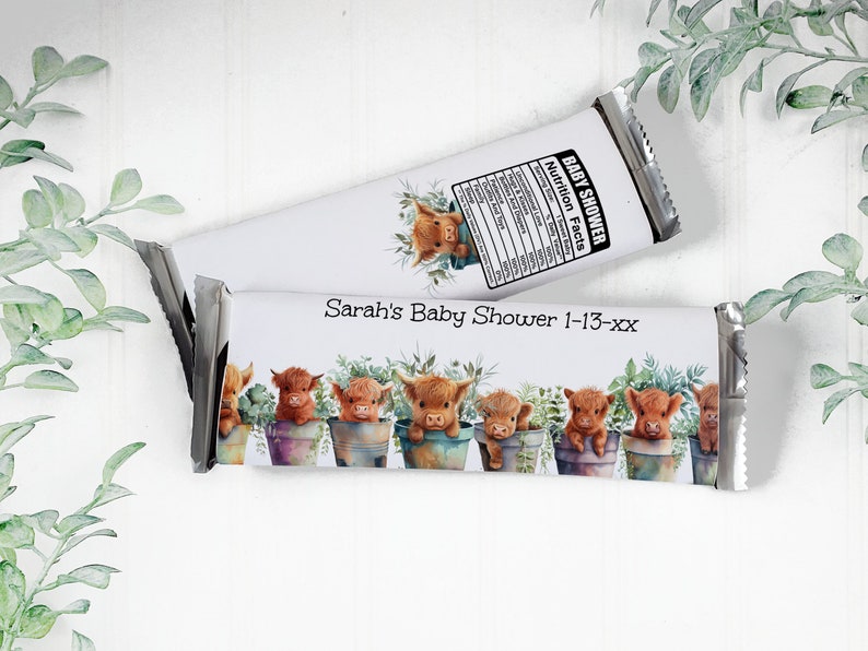 Baby Shower Candy Wrapper Template, Highland Cow Chocolate Wrapper ...
