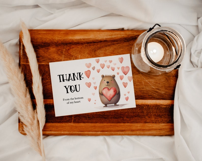 Little Sweetheart Thank You Card Template, Valentine Baby Shower Thank ...