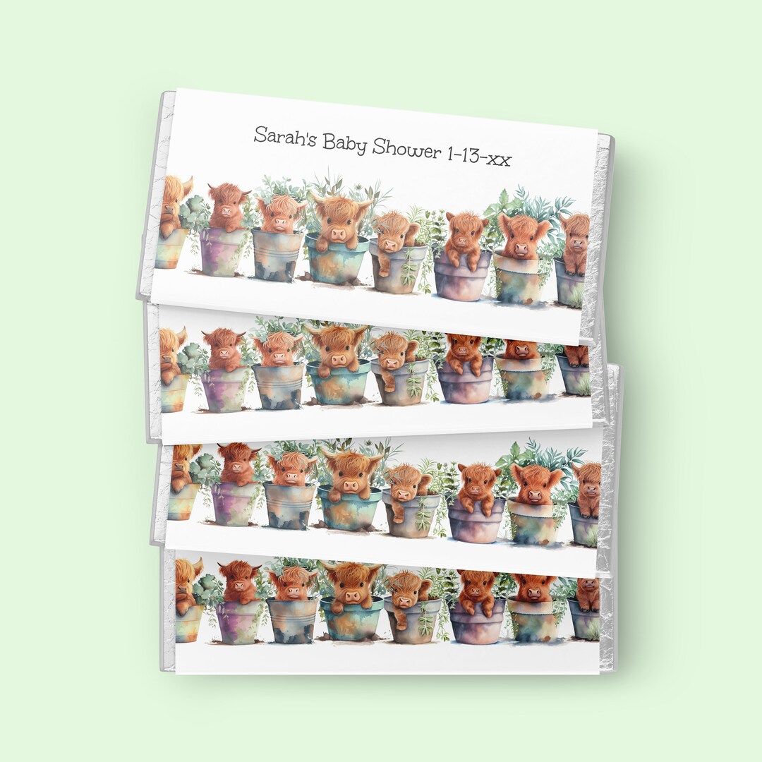 Baby Shower Candy Wrapper Template, Highland Cow Chocolate Wrapper ...