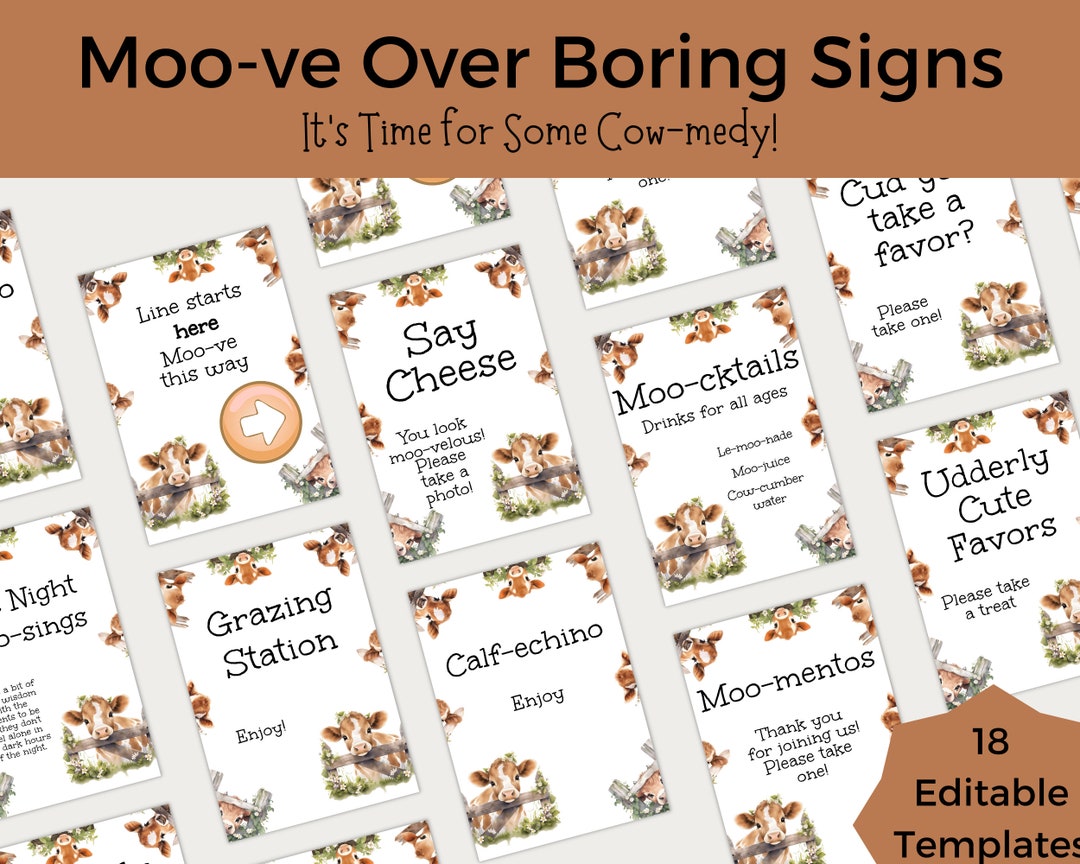 Highland Cow Baby Shower Sign Bundle Set 2, Editable Highlander Cow ...