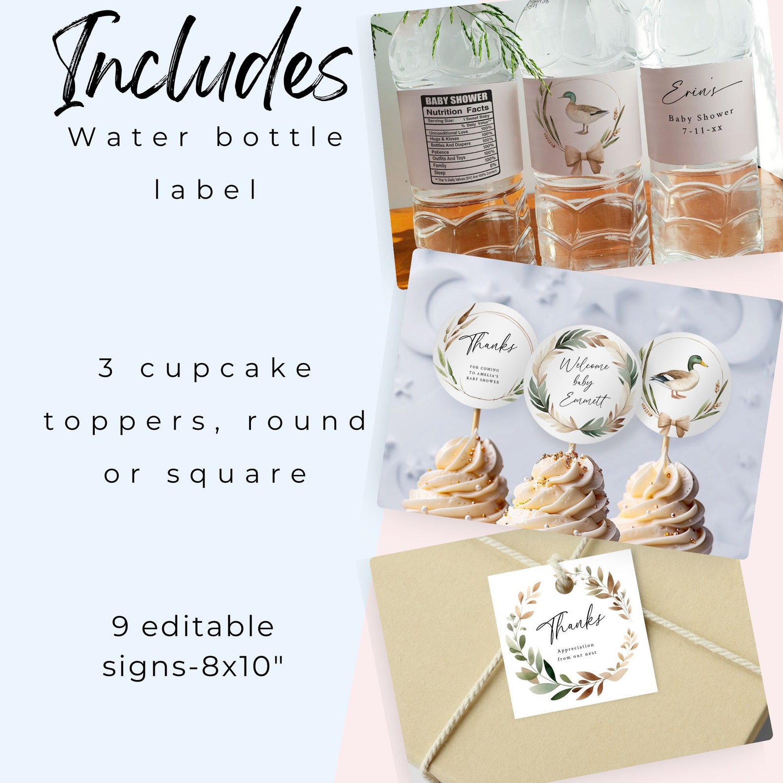 Mallard Duck Baby Shower Bundle, Editable Duck Hunting Set, Gender ...