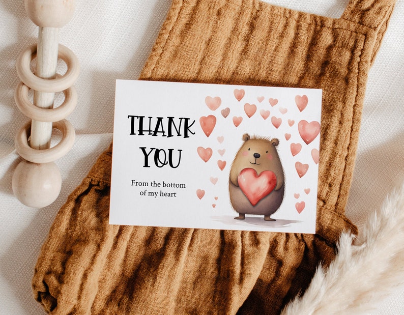 Little Sweetheart Thank You Card Template, Valentine Baby Shower Thank ...
