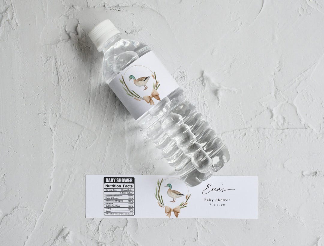 Mallard Baby Shower Water Bottle Labels, Duck Water Bottle Sticker ...