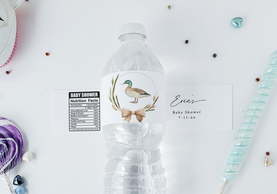 Mallard Baby Shower Water Bottle Labels, Duck Water Bottle Sticker ...