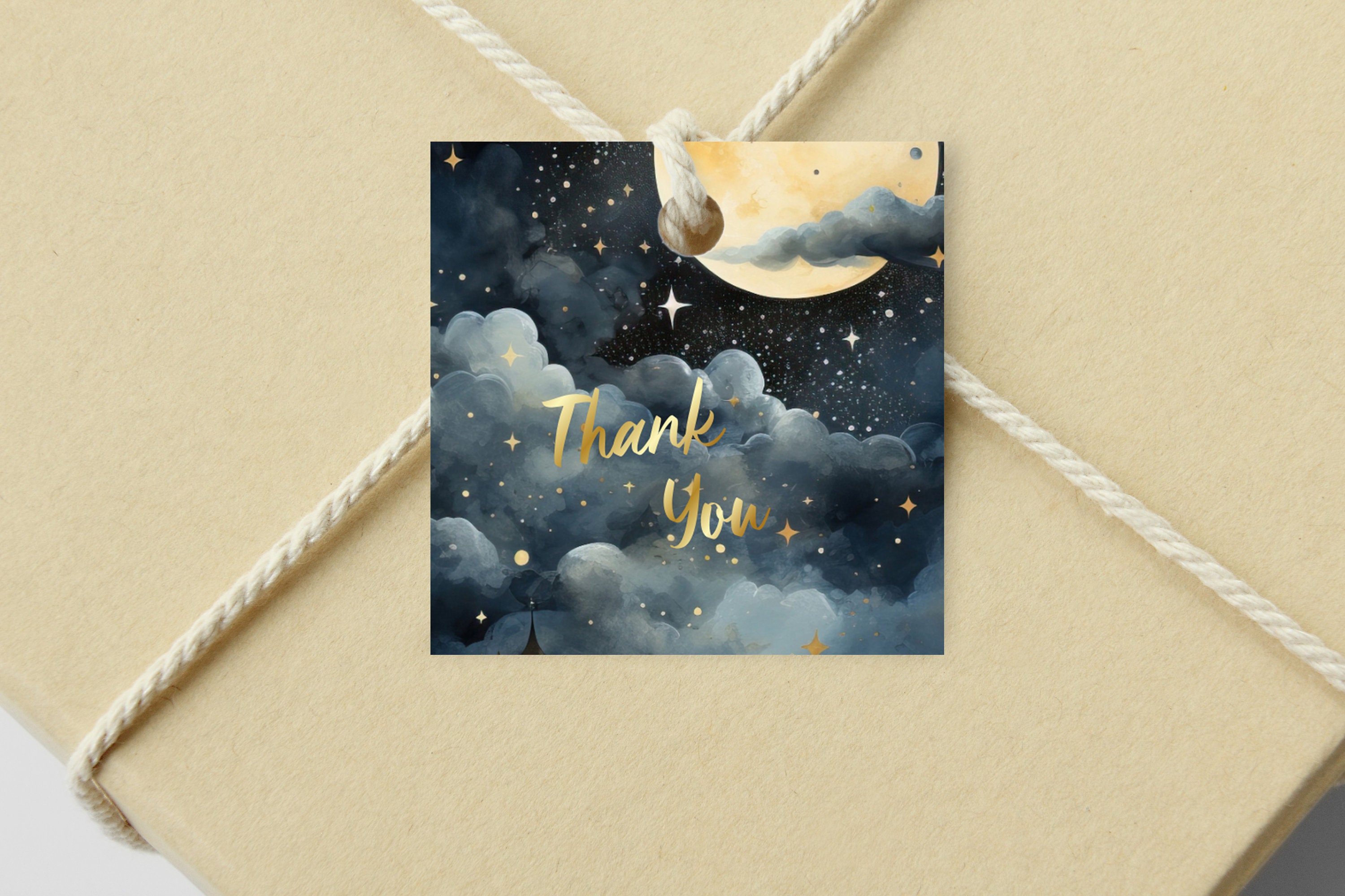 Over the Moon Favor Tags, Moon and Stars Thanks Tag Instant Download ...