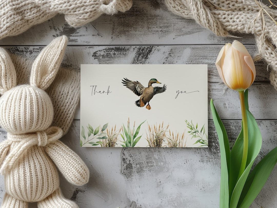 Mallard Duck Thank You Card Template, Baby Shower Thank You Cards Duck ...