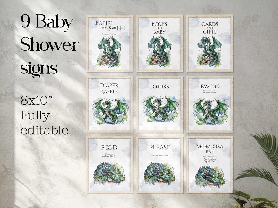 Dragon Baby Shower Sign Bundle, Hatching Soon Baby Shower Signs ...