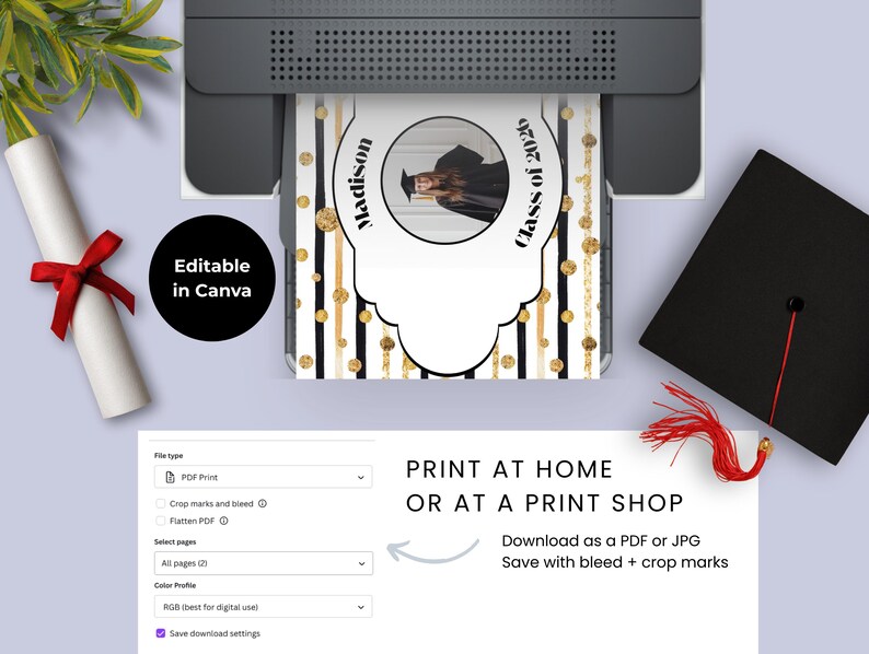 Photo Graduation Placemat Template, Grad Party Decor 2026, Personalized ...