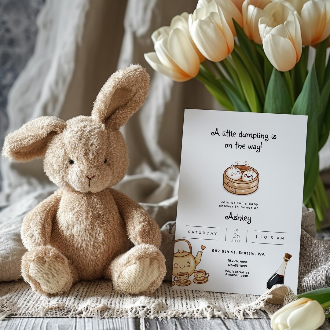 Little Dumpling Baby Shower Printable Invite, Dim Sum Party Theme ...