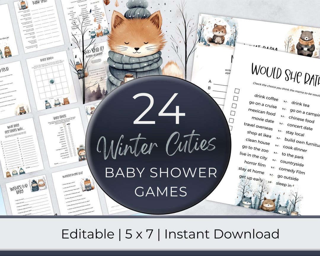 Winter Baby Shower Games Bundle, Christmas Baby, 23 Baby Shower Games ...