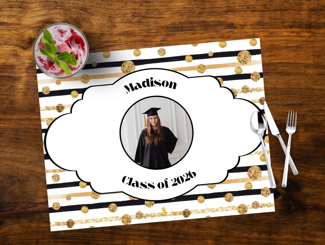 Photo Graduation Placemat Template, Editable Graduation Table Setting ...