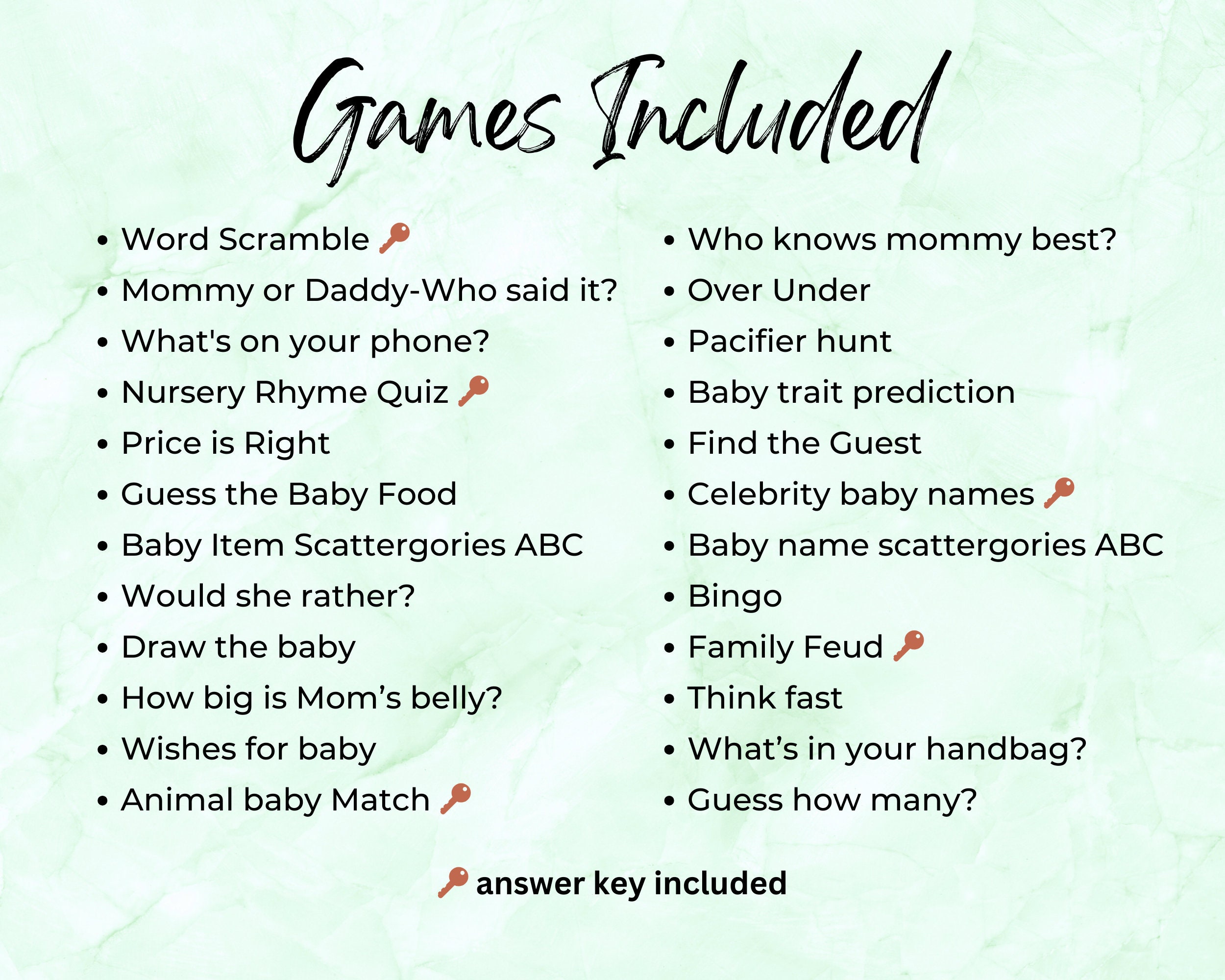 Baby in Bloom Editable Baby Shower Game Bundle, 23 Baby Shower Games ...