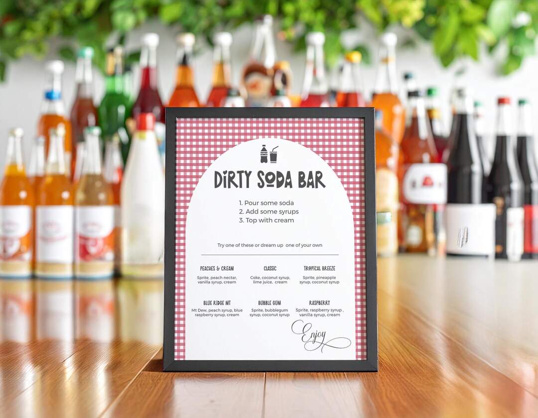 Dirty Soda Bar Menu Template, Editable Party Decor, Customizable Drink ...