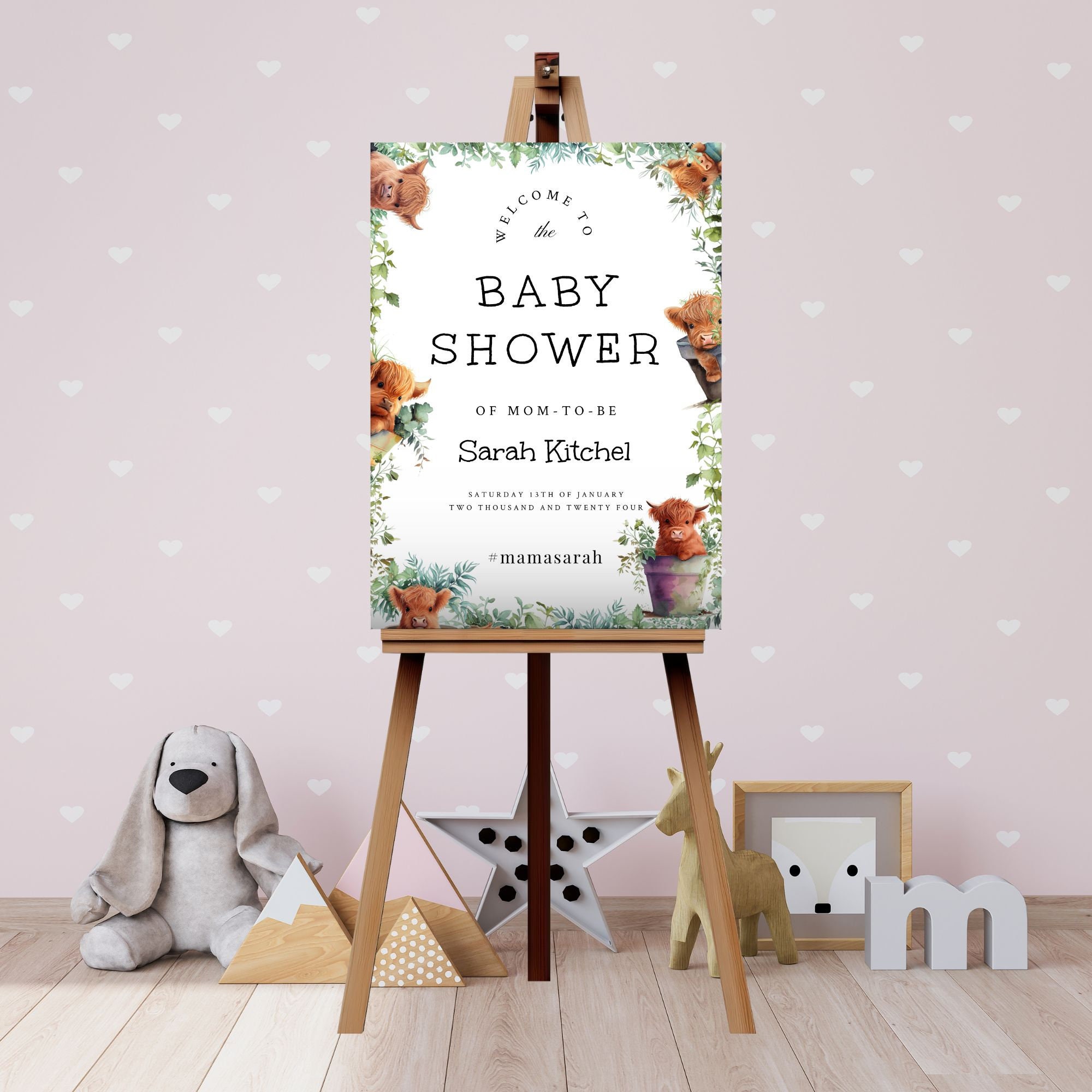 Highland Cow Baby Shower Welcome Sign, Highlander Cow Editable Template ...