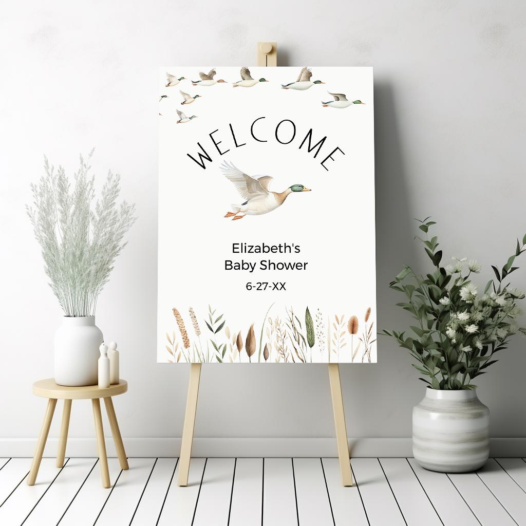 Mallard Duck Baby Shower Welcome Sign, Duck Baby Shower Welcome Sign ...