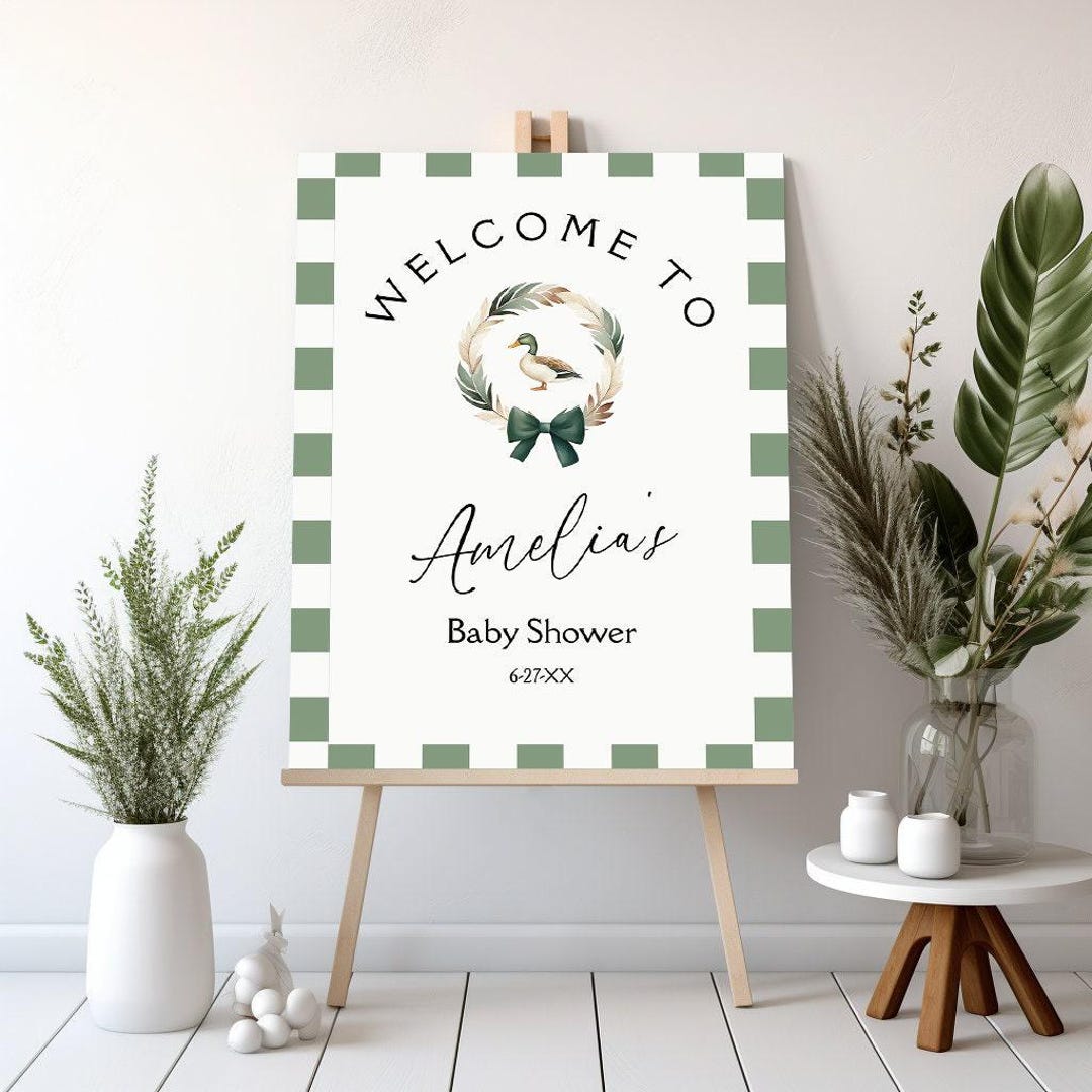 Mallard Duck Baby Shower Welcome Sign, Duck Baby Shower Editable Poster ...