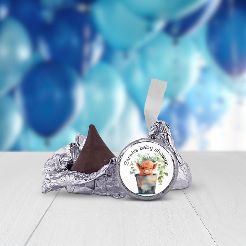 Highland Cow Baby Shower Hershey Kiss Template, Editable Highlander Cow ...