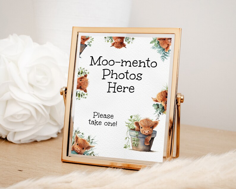 Highland Cow Funny Photo Station Sign, Cute Cow Take a Picture Sign ...