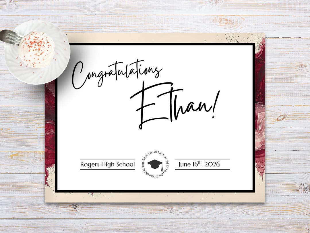 Digital Graduation Placemat Template, Editable Maroon Table Decor ...