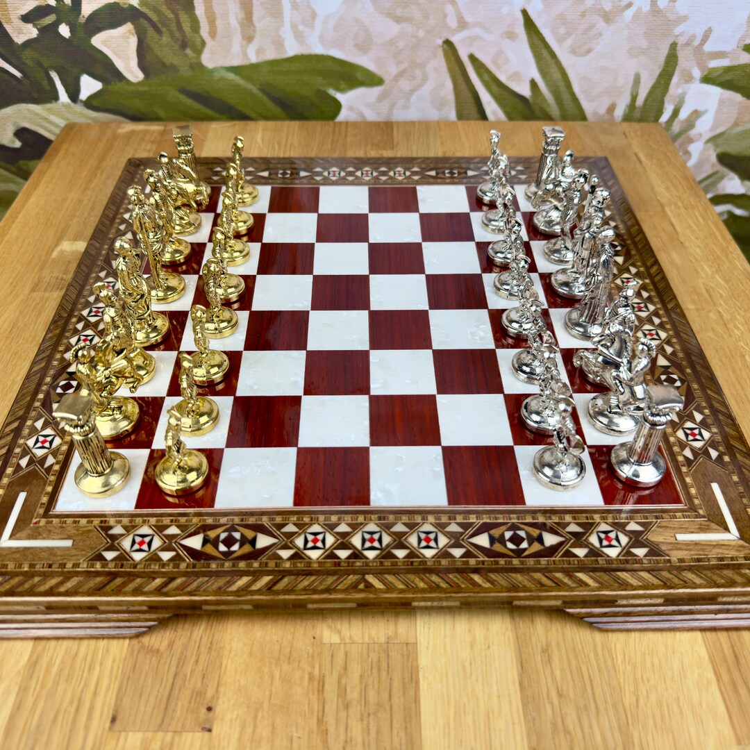 Roman Empire Themed Metal Chess Set Handmade Gift for Birthday 14 Inch ...