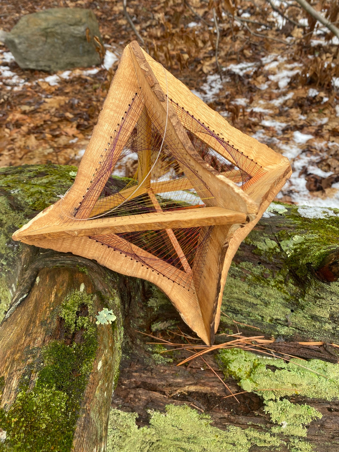 Live Edge Wood and String Geometric Art - Etsy