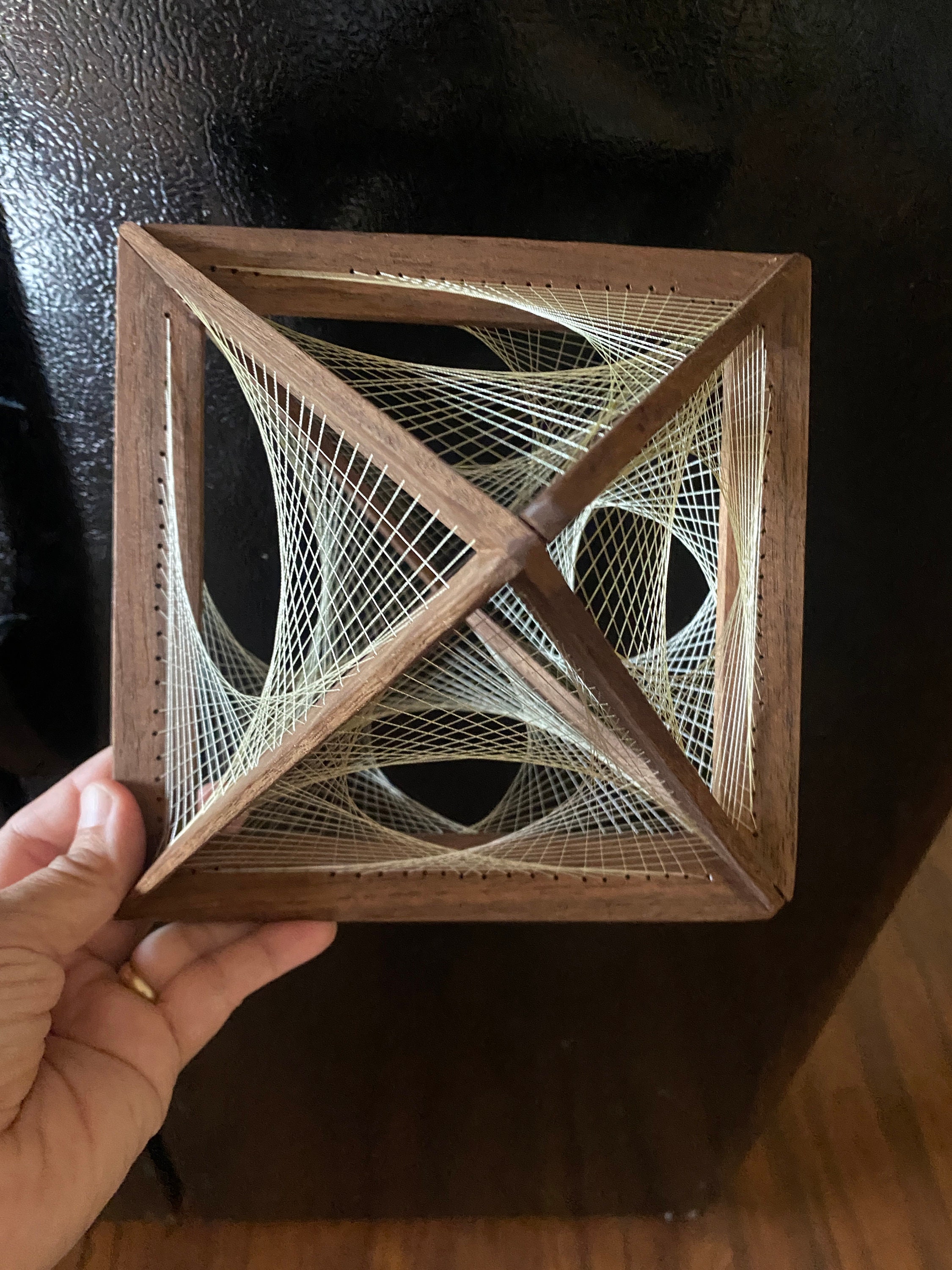 3D String Art Walnut Octahedron - Etsy 3D String Art Walnut Octahedron - Etsy