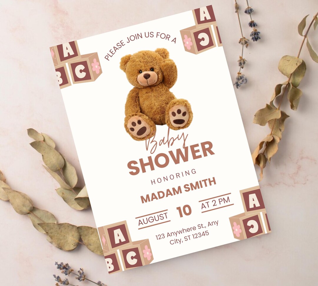 Editable Joint Baby Shower Invitation, Pink Bow Baby Shower Invitation ...