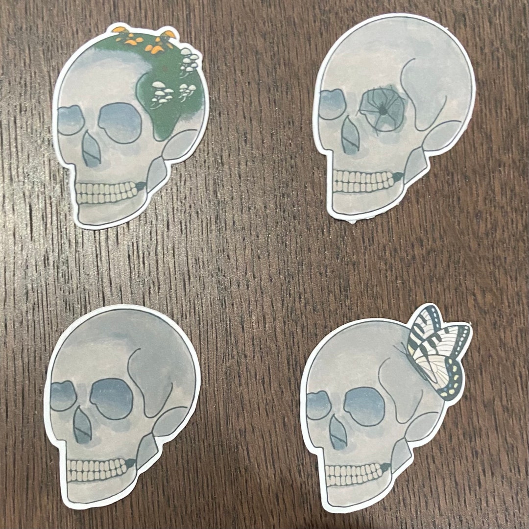 Skull Stickers, Butterfly, Mushroom, and Spider Skull Stickers, 2" X 2. ...